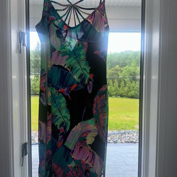 VENUS | Dresses | Venus Green And Pink Spaghetti Strap Sundress Resort ...